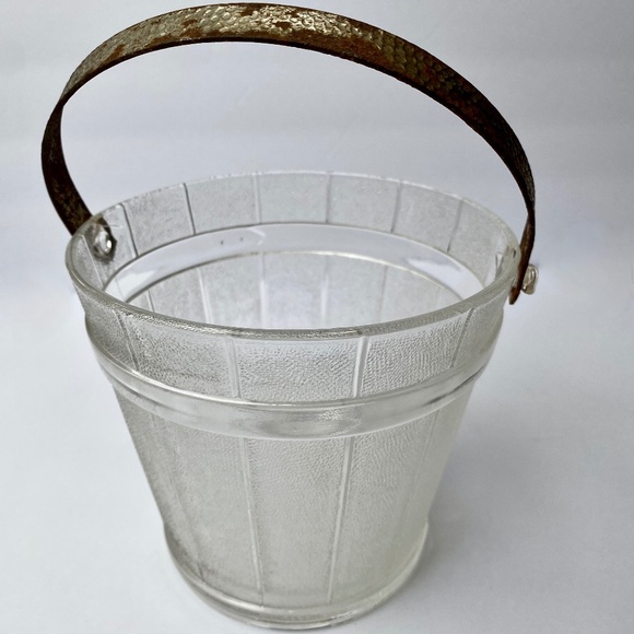 Accents | Vintage Glass Ice Bucket With Hammered Metal Handle | Poshmark